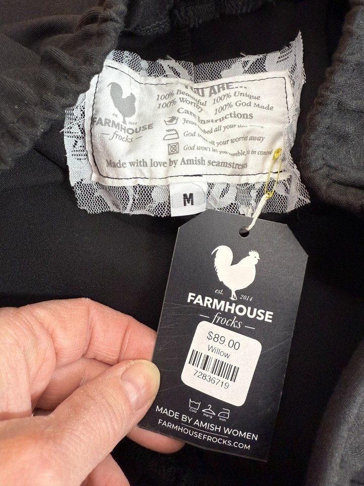 Farmhouse Frocks Bell Bottom Pants Womens Medium Black Pockets Flare ...