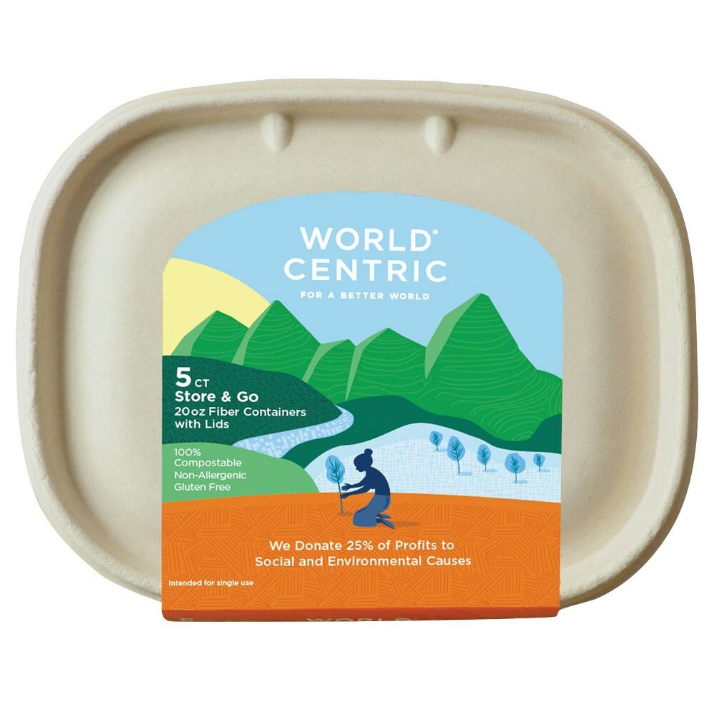 World Centric Container No Lid Compostable 20 oz 5 ct (Pack Of 12) | eBay
