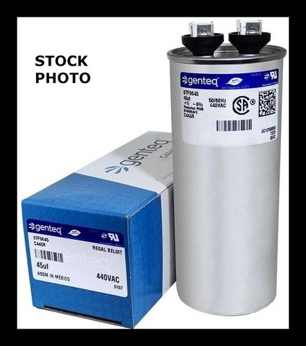 45 uf MFD 440 volt VAC GE Genteq CAPCOM Round Run Capacitor C445R ...