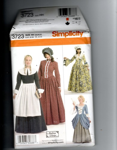 Pilgrim Colonial Dress Costume Pattern Simplicity 3723 R5 Plus Size 14 ...