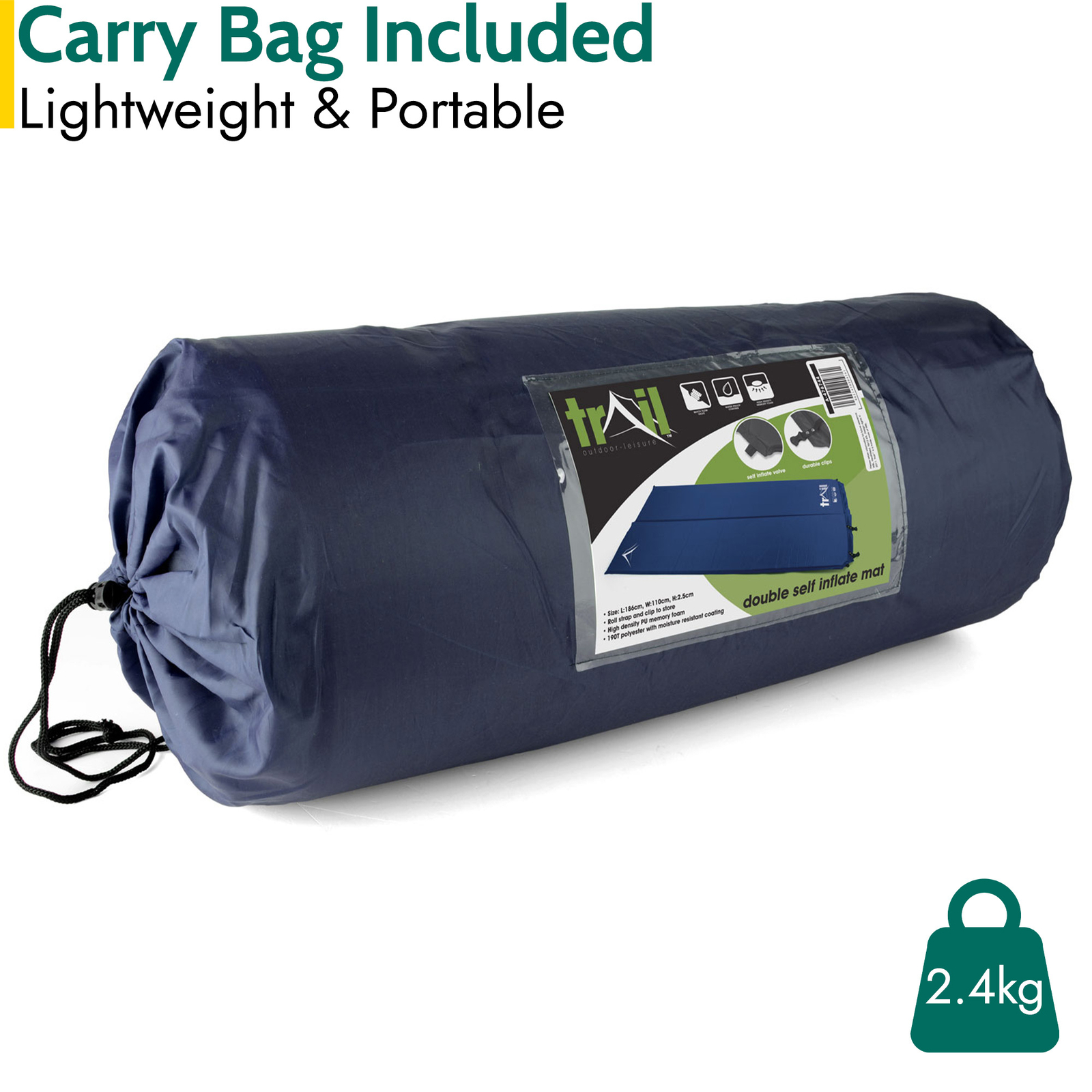 Double Camping Mat Self Inflating Inflatable Camp Roll Mattress With ...