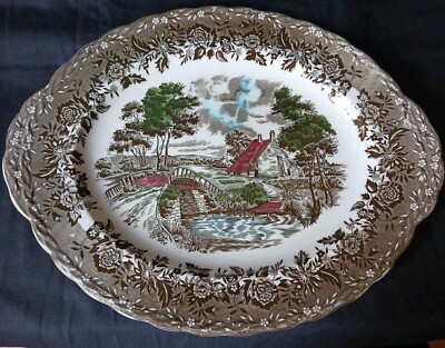 Large Country Style W.H. Grindley & Co. Colorful Platter Staffordshire ...