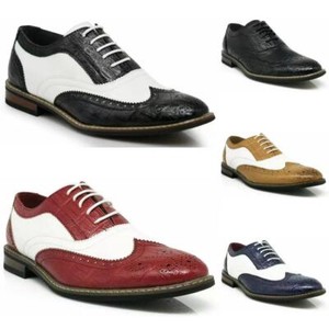 Parrazo Men Dress Shoes Wingtip Oxford 2-tone Leather Lined Lace Up ...