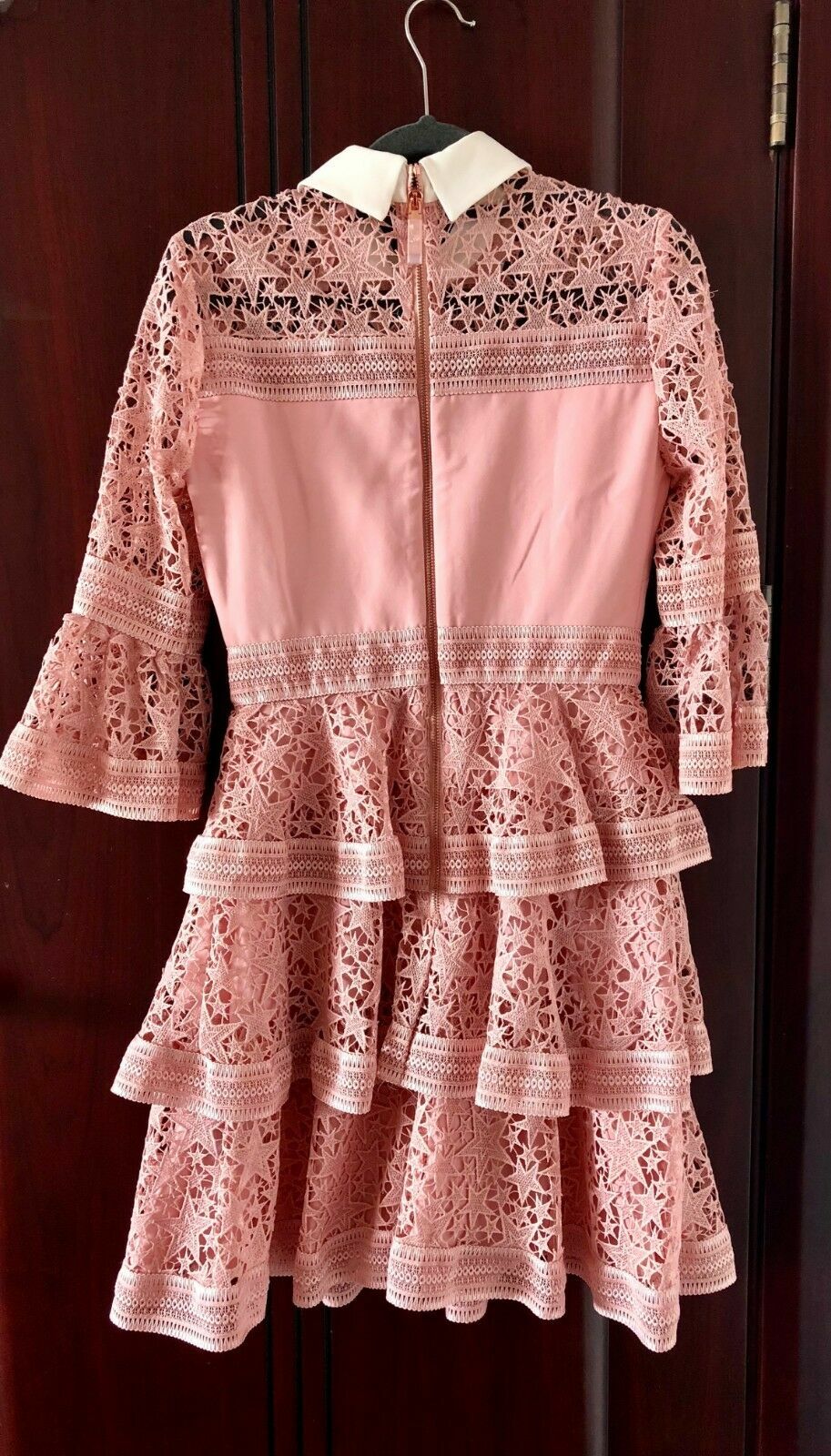 BNWT Ted Baker Star Lace Ruffle Mini Dress In Pink Size UK 6 8 10 12 14 ...