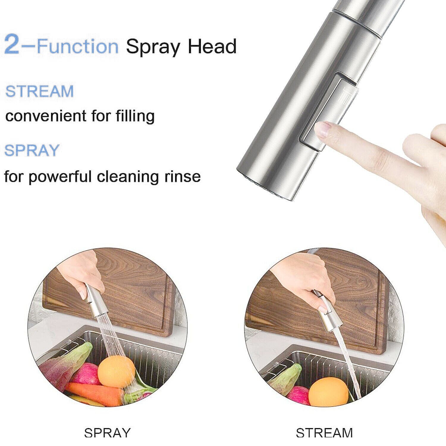 Brush Nickel Kitchen Tap Extendable Tap Kitchen Swivel Mixer Tap ...