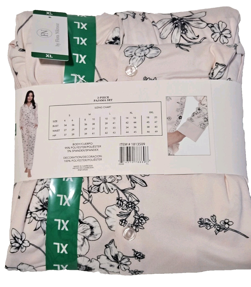 FN by Flora Nikrooz Ladies 2-Piece Pajama Set Long Sleeve & Pant Size ...