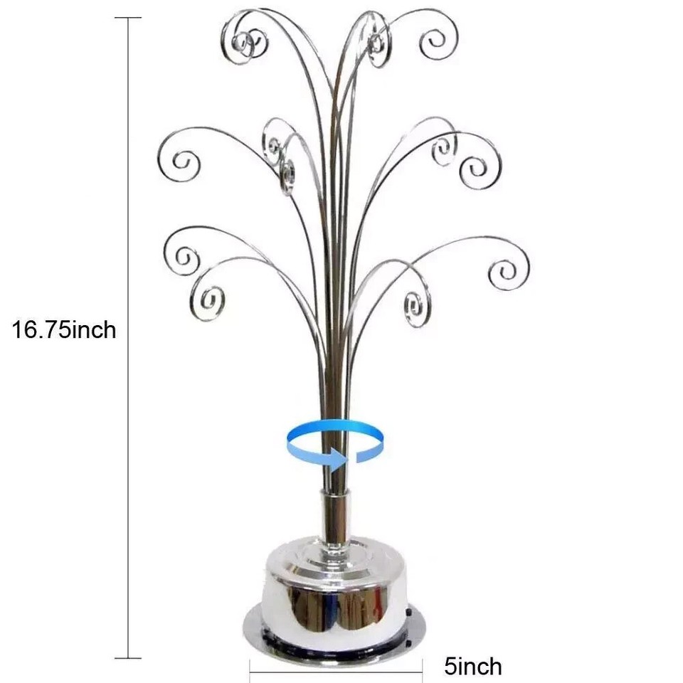 Ornament Tree Display Stand Rotating Holder Hanger 16.75 Inch Wire Hook ...