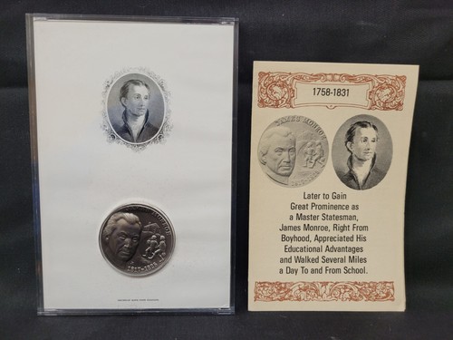 James Monroe Sterling Silver Wittnauer Art Medal in American Bank Note ...