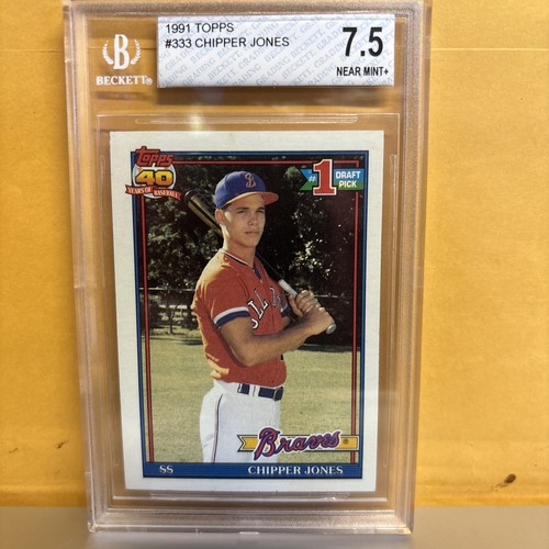 1991 Topps Chipper Jones #333 BGS 7.5 Rookie RC HOF Atlanta Braves NM+ ...
