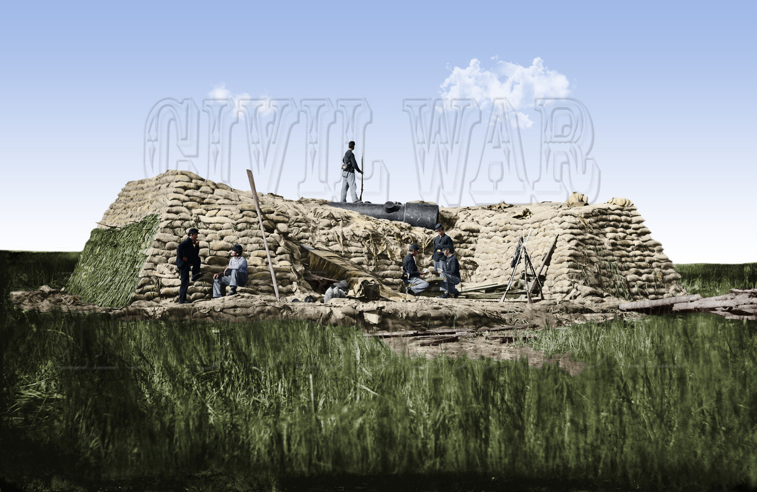 Marsh Battery Swamp Angel Parrott rifle gun cannon color Civil War ...