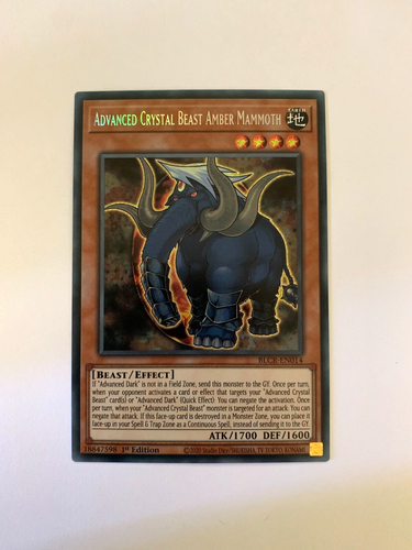 YUGIOH BLCR-EN014 Advanced Crystal Beast Amber Mammoth Secret Rare 1st ...
