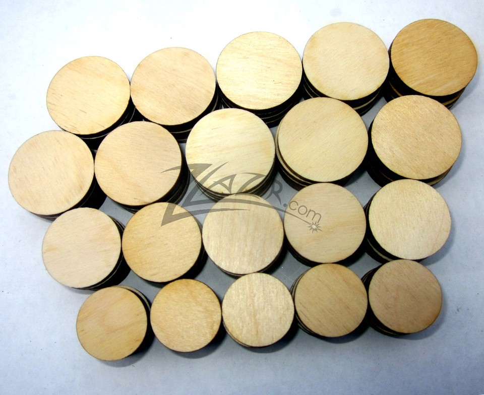 100 Multi-Combo Wooden Circle Craft Disc 5/8"+1/2"+3/8"x1/8" Set Hard ...
