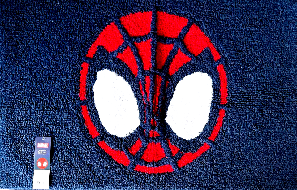 NEW Marvel SPIDER-MAN Bedroom Rug / Bath Mat 50x80cm 100% Cotton FREE ...