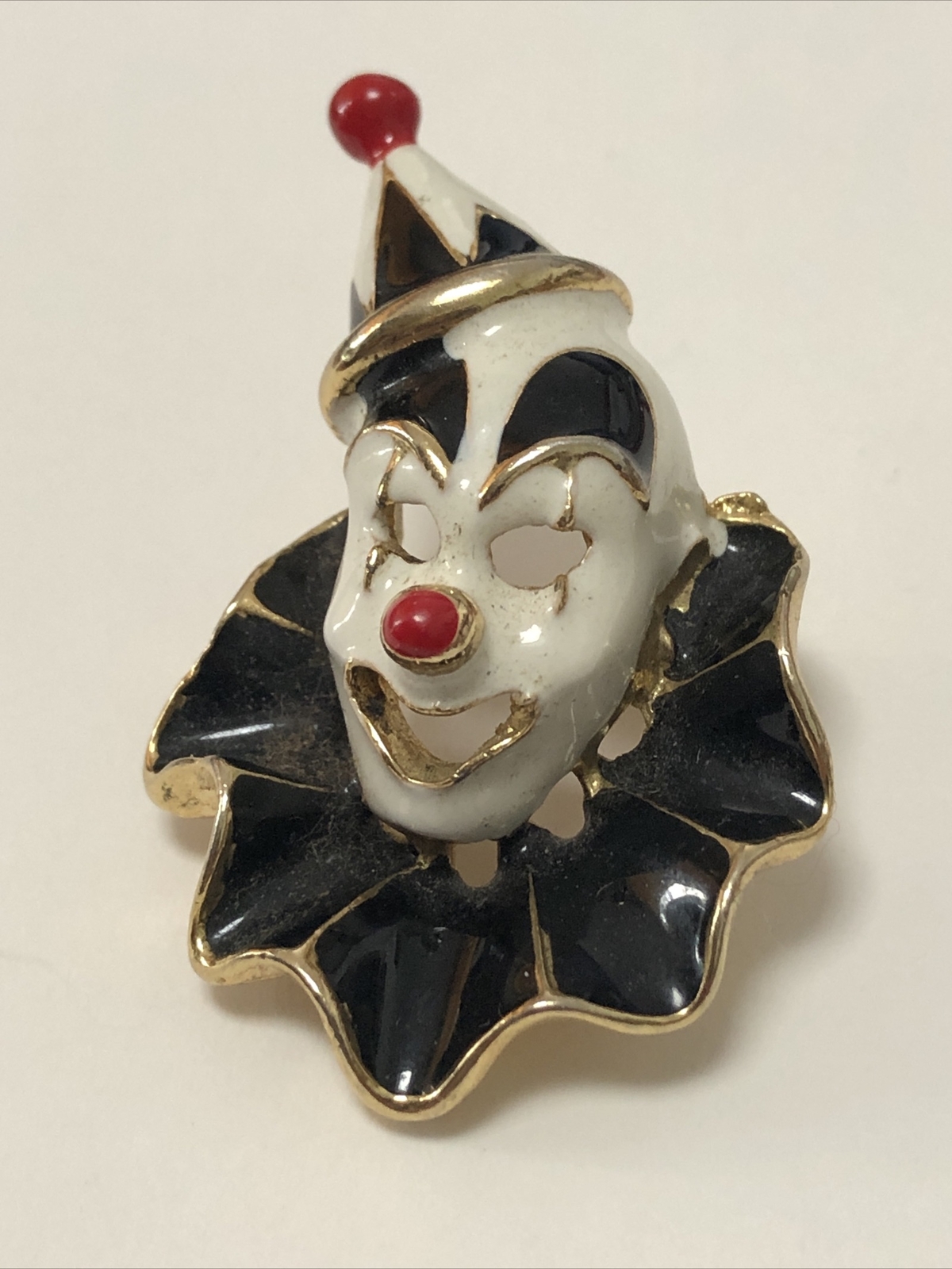 Creepy Vintage CLOWN FACE Brooch - Pagliacci Costume … - Gem