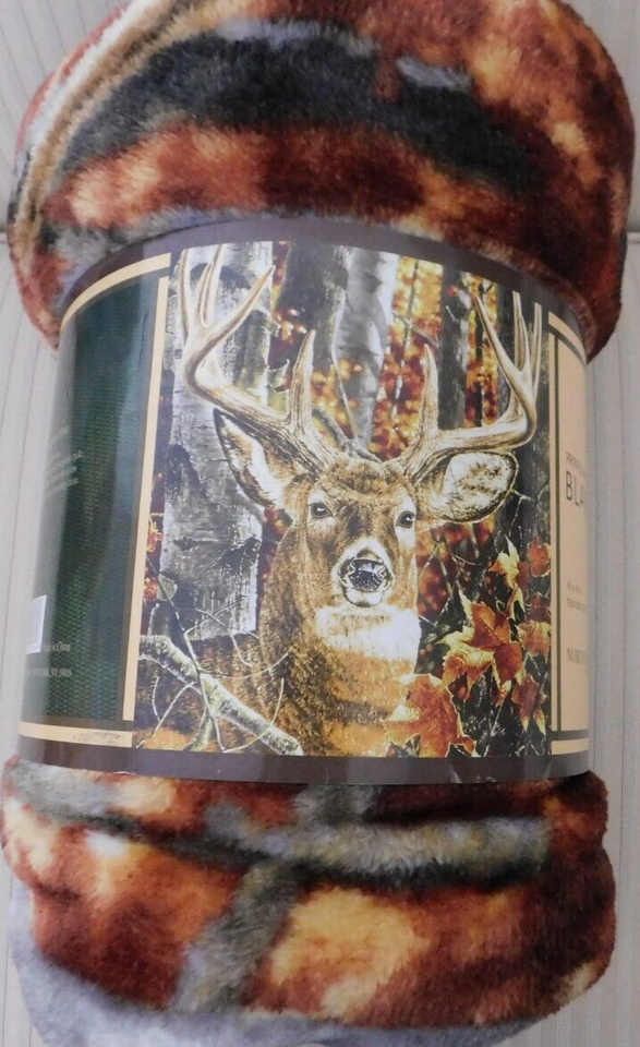 Deer Plush Throw Ten Point Buck Blanket by NORTHPOINT Washable NWT ...
