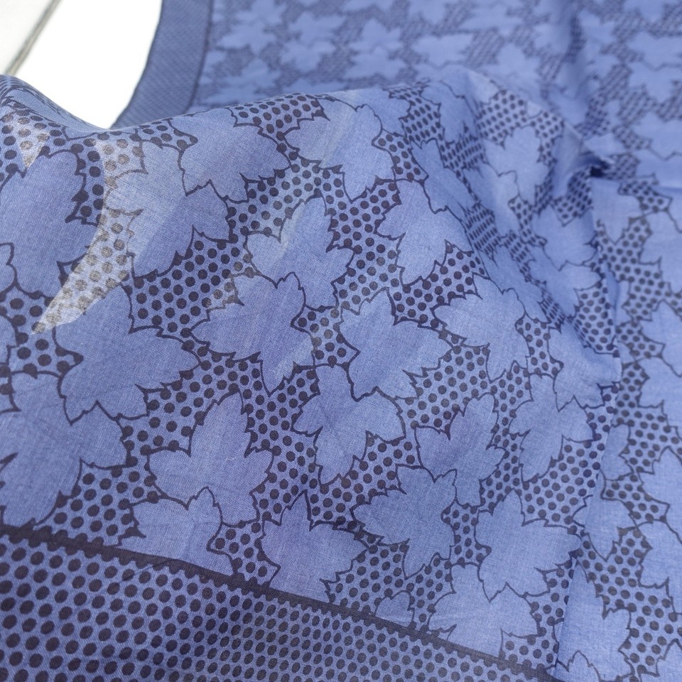 HK74- Givenchy Dark Blue Floral Handkerchief Polka Dot Cotton Scarf 18 ...