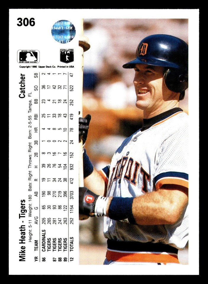 MIKE HEATH ⚾ 1990 Upper Deck Baseball #306 Detroit Tigers | eBay