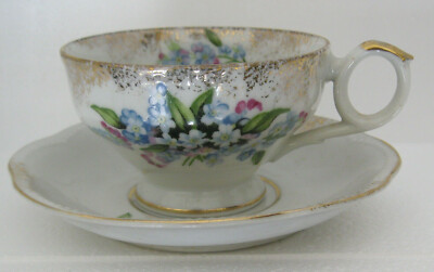 Vintage Forget me not teacup and saucer set handpainted? | eBay
