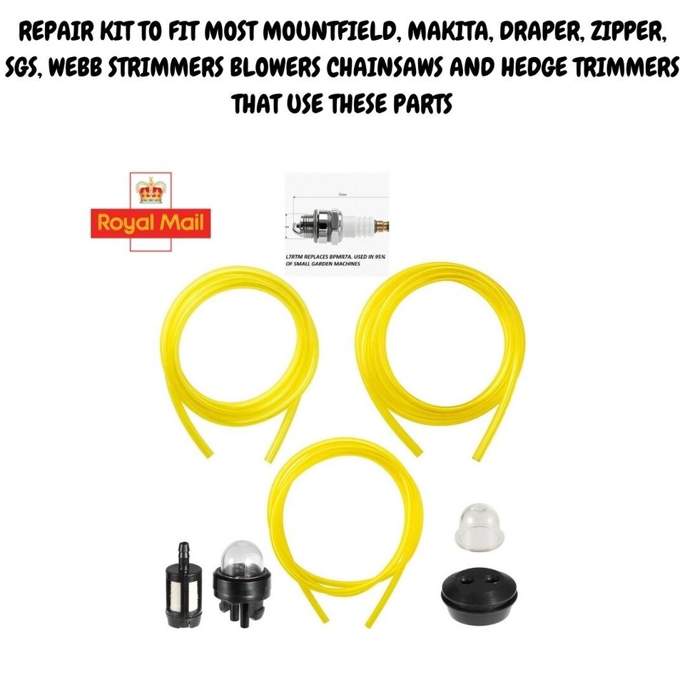 Petrol Strimmer Fuel Pipe Hose Line and Filter Kit For Mountfield webb ...