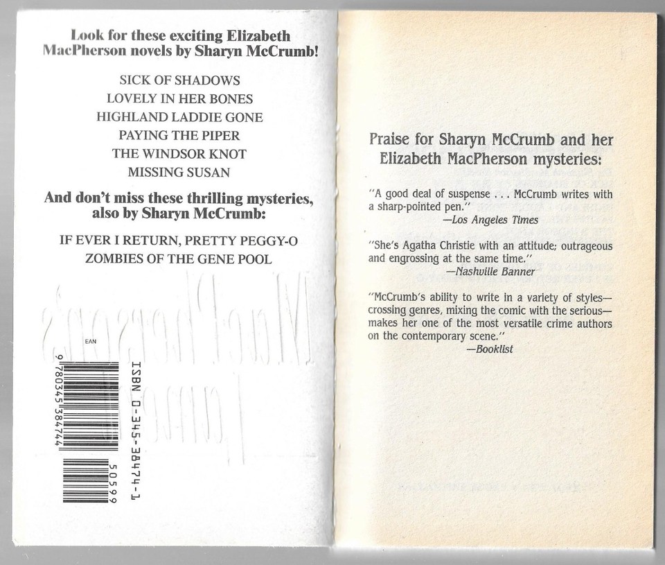 MacPherson’s Lament, An Elizabeth MacPherson Mystery, Sharyn McCrumb ...