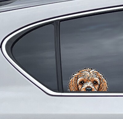 Cute Cockapoo Dog Peeker Peeking peeper vinyl car sticker decal 10cm ...