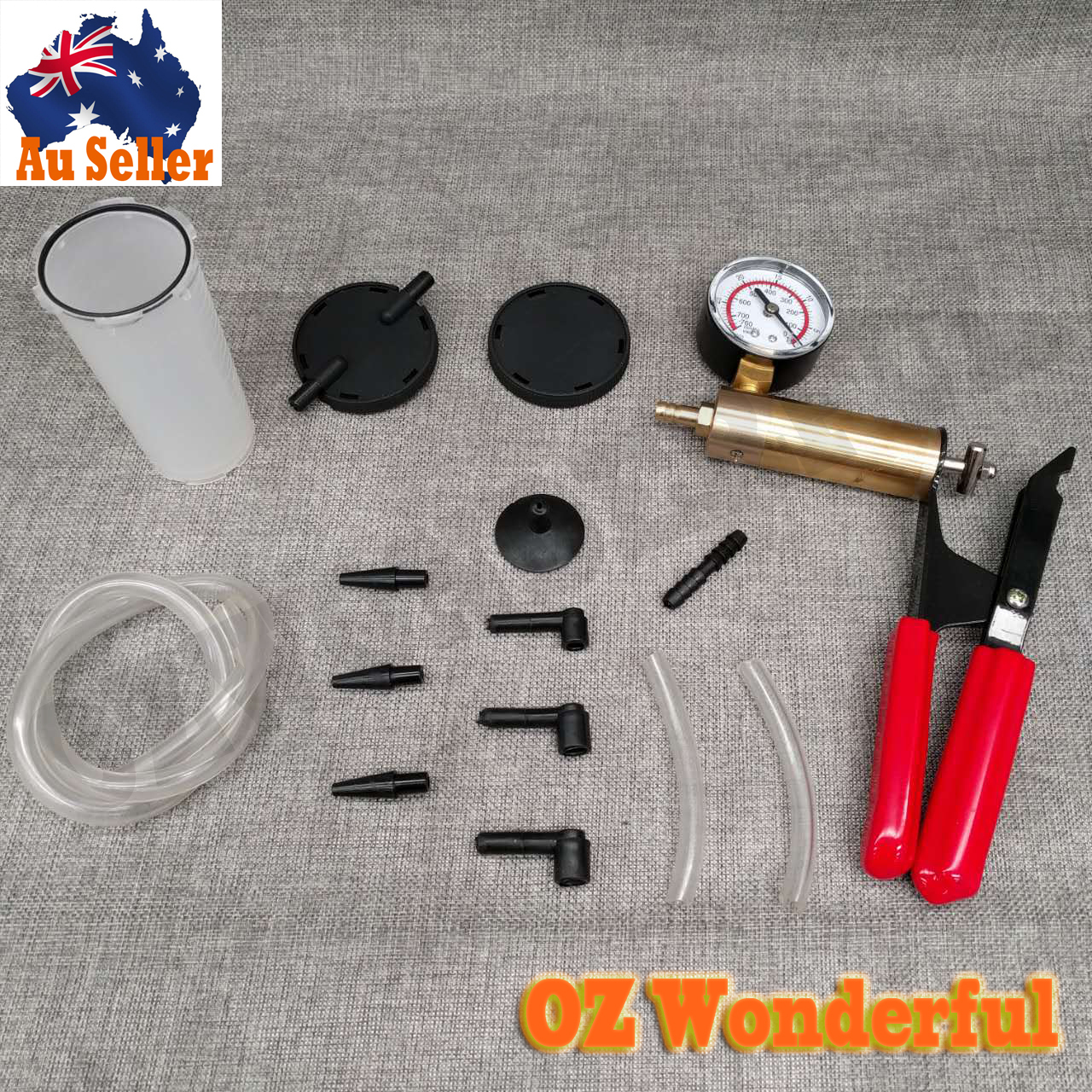 Vacuum Pump Hand Held Brake Bleeder Tester Set Bleed Kit Car Motorbike ...