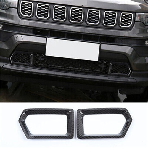 For Jeep Compass 2021-2023 Front Bumper Grille Grill Cover Carbon Fiber ...