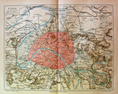 1896 Antique PARIS FRANCE EUROPE GEOGRAPHY MAP Art Lithograph ...