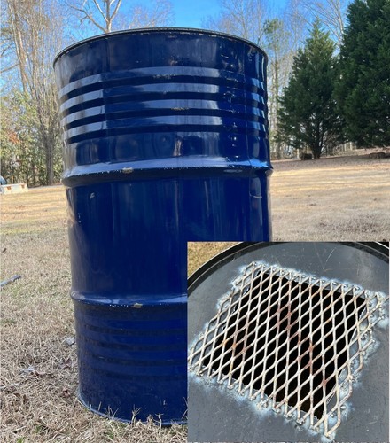 Burn barrel with LARGE ash grate and breathable lid and with a stand ...