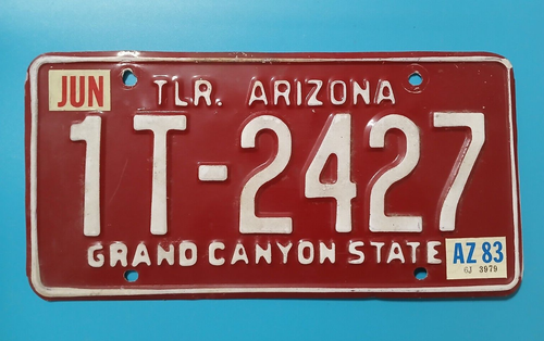 🐾1980 ARIZONA "TRAILER" LICENSE PLATE (1T-2427) W/83 RENEW. STKR. | eBay