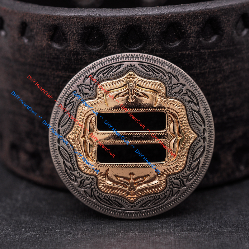 5X Western Gold Sliver Engraved Leathercraft Slotted Conchos For ...