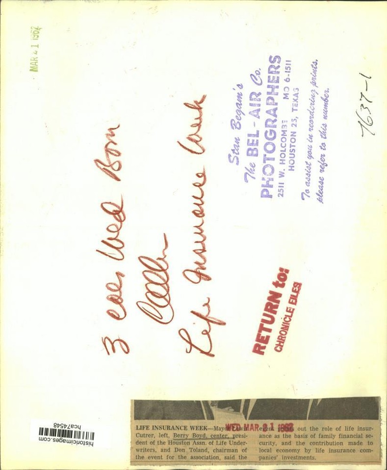 1962 Press Photo Mayor Lewis Cutrer, Berry Boyd, Don Toland; Life ...