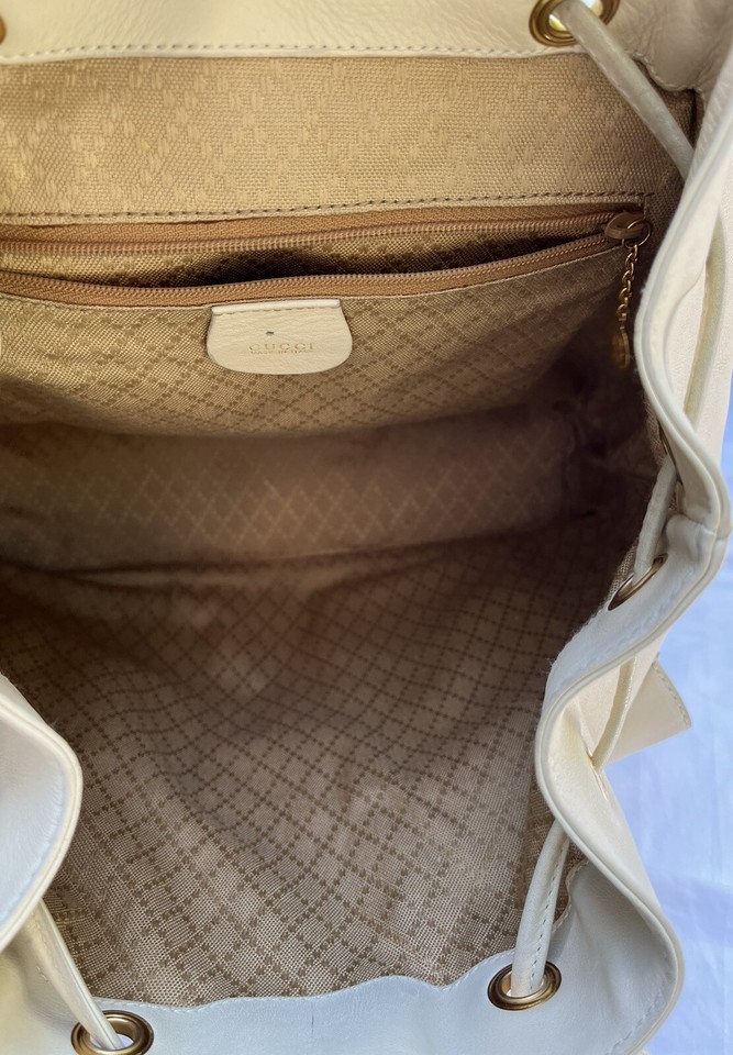 NOW $390 Vintage AUTHENTIC GUCCI Bamboo - Vanilla Leather Backpack | eBay