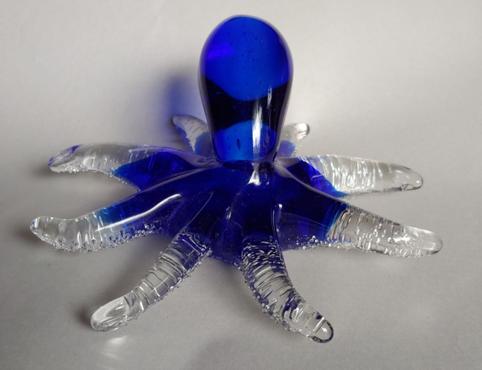 Cobalt Blue Clear Glass Octopus Figure Art Glass | eBay