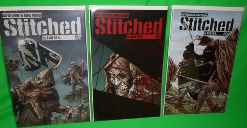 Stitched #1 #2 #3 Regular Cover Set Garth Ennis Avatar Press Covers Run ...