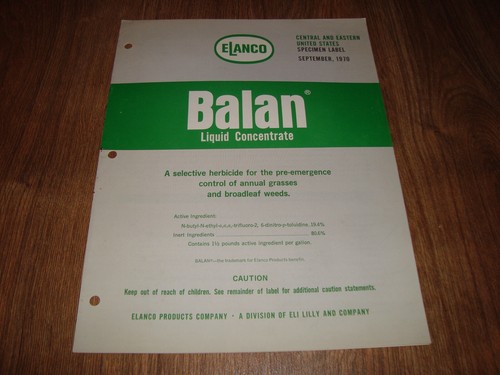 Vintage Elanco Balan Liquid Concentrate September 1970 Brochure | eBay