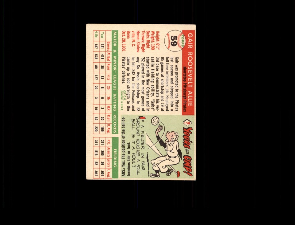 1955 Topps 59 Gair Allie VG-EX #D699153 | eBay