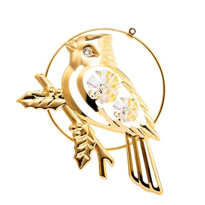 SWAROVSKI CRYSTAL ELEMENTS STUDDED CARDINAL ORNAMENT 24K GOLD PLATED | eBay