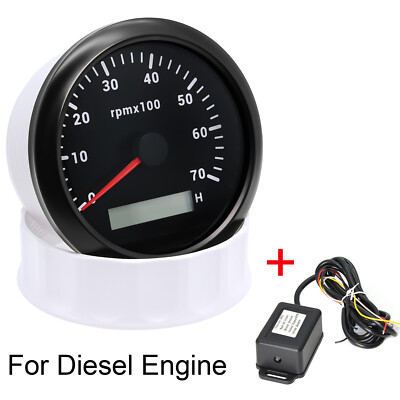 85mm Diesel Engine Tachometer 7000RPM Gauge With Tacho Adapter RPM ...