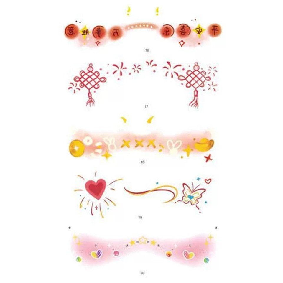 6pcs New Year's Eve Face Stickers Cute Stickers Performance Tattoo A9A7 ...