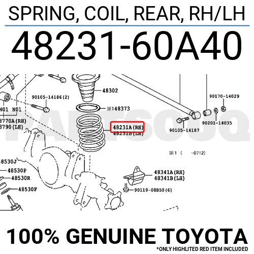 4823160A40 Genuine Toyota SPRING, COIL, REAR, RH/LH 48231-60A40 | eBay
