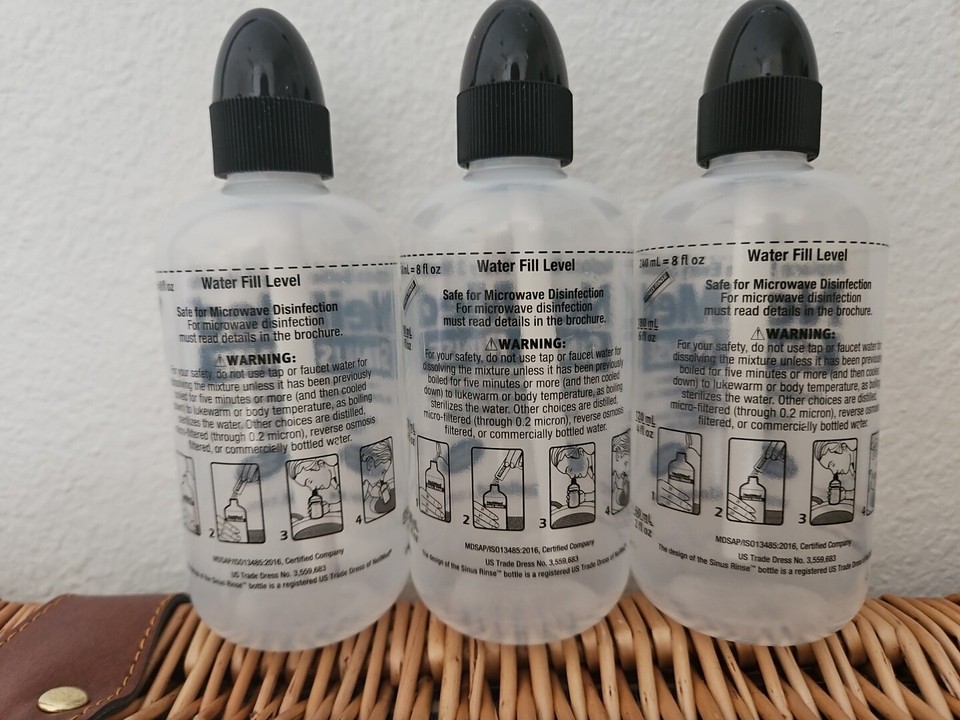 3 NeilMed Sinus Rinse Bottles Refillable 8oz - 240mL Bottle 3 Pack Free ...