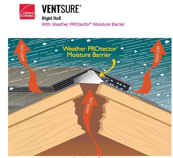 Owens Corning VentSure 7 in. x 20 ft. Ridge Vent Rigid Roll with ...