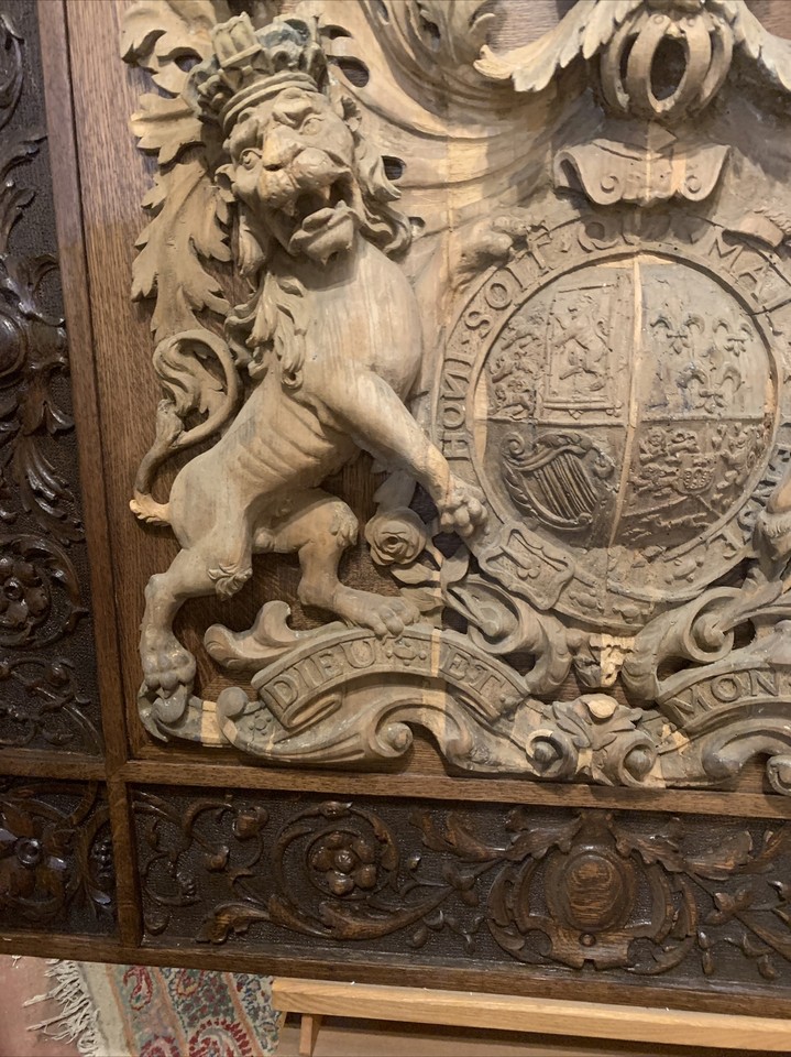 Hand Carved Hanoverian British Royal Coat Of Arms 18 c. Huge Armorial ...