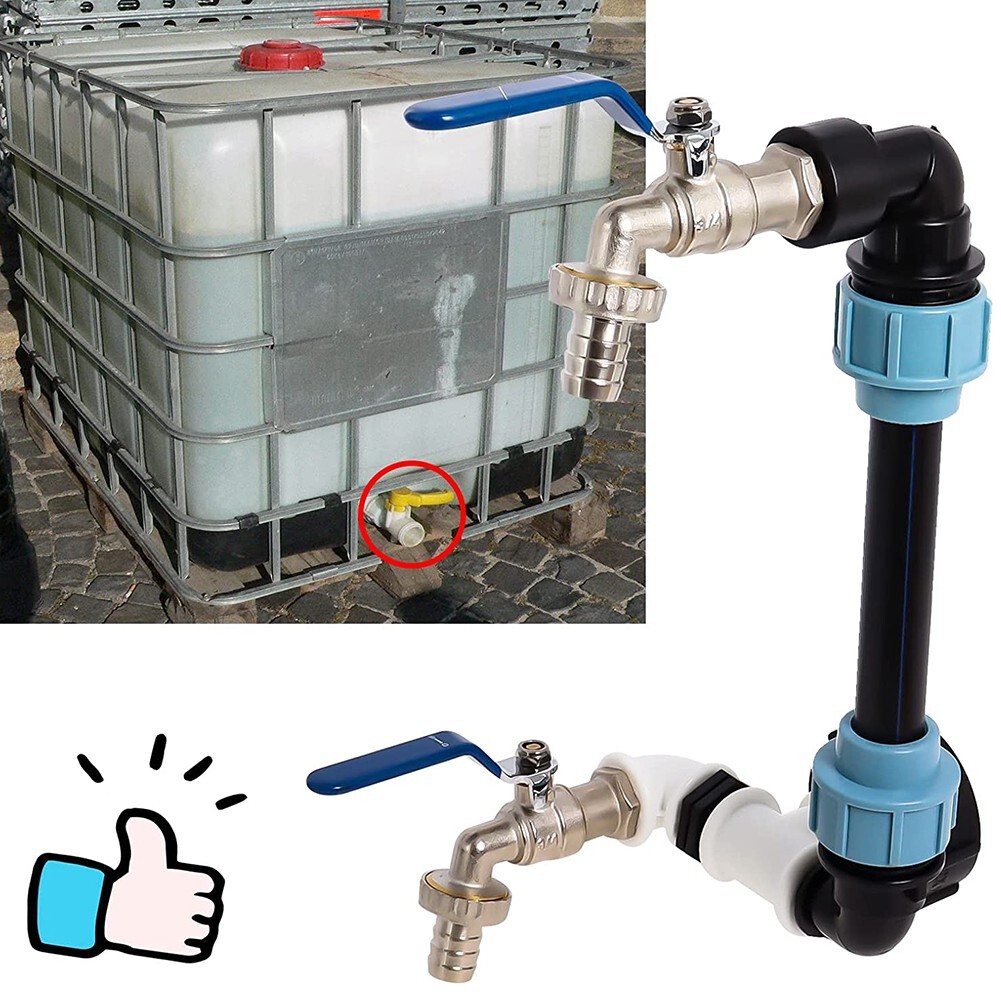 IBC Gooseneck 2x Brass Tap 3/4 Inch IBC Adapter S60 x 6 IBC Connection ...