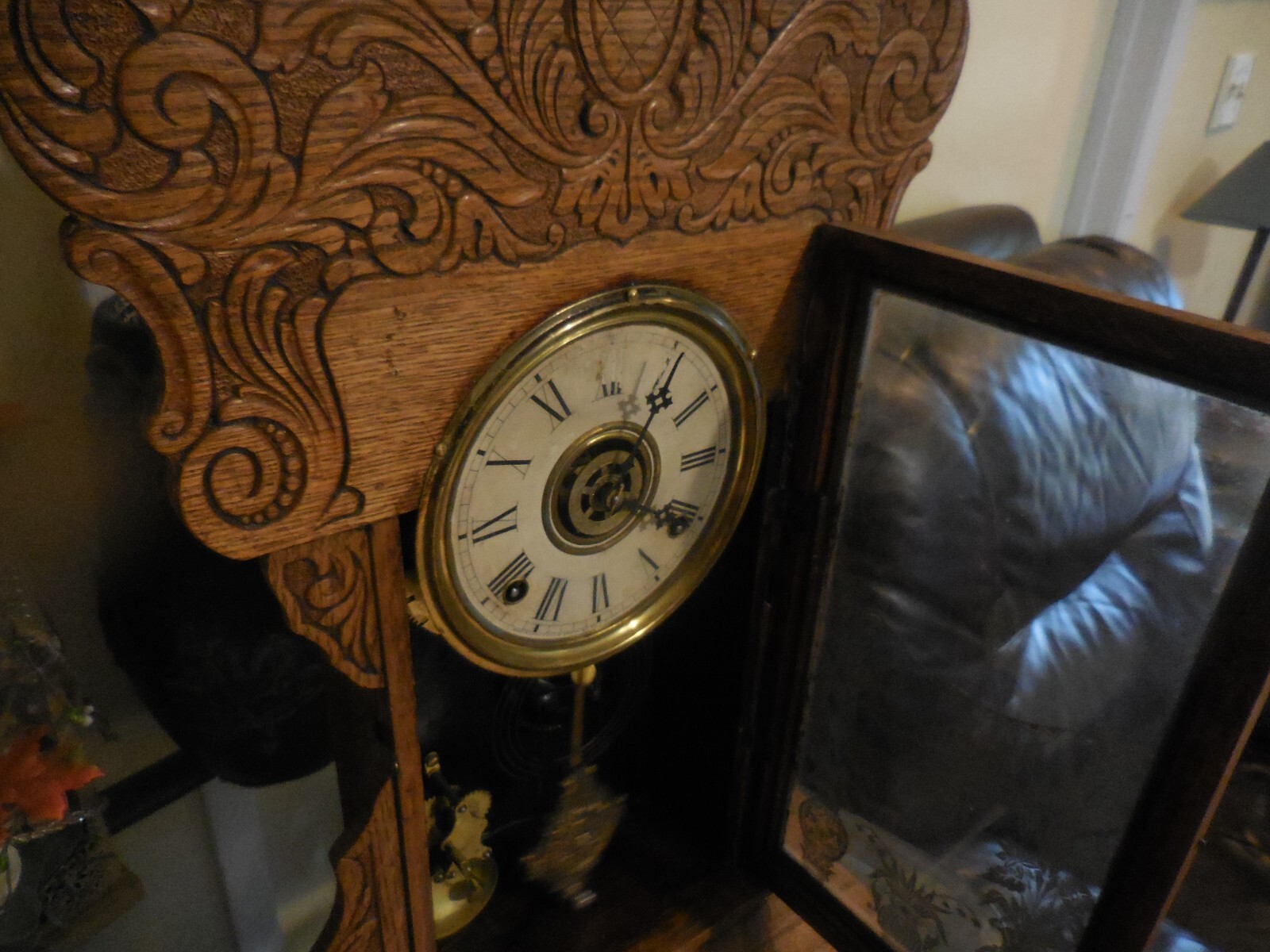 Antique WmL Gilbert 8-Day Gingerbread Kitchen Mantle Wind-Up Wooden ...