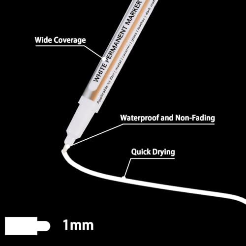 20 White Paint Pen, Waterproof White Acrylic Markers, White Permanent ...