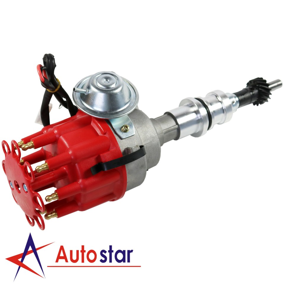 Red Cap HEI Ignition Distributor and Plug Wires For Small Block Ford ...