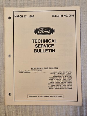 Ford Technical Service Bulletin 95-6 for Mustang & other cars | eBay