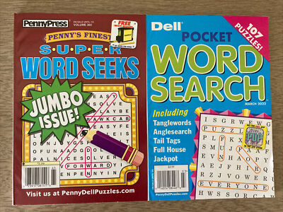 Lot of 2 Dell Penny Press Word Search Puzzle Books Penny's Finest Seek ...